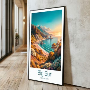 Big Sur Sunset Travel Poster - California Coast Landscape Print ...