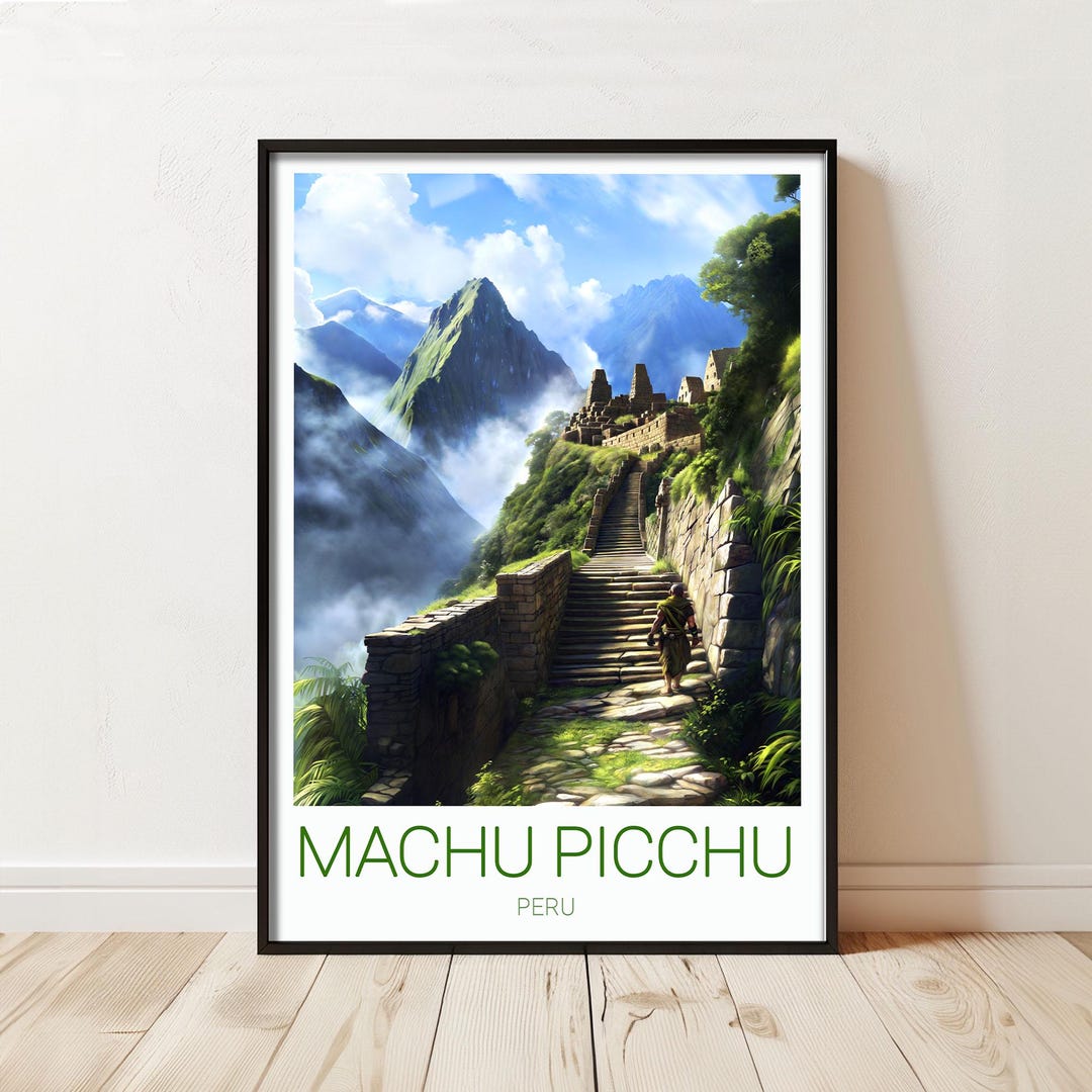 Machu Picchu Peru Travel Poster Print - Inca Ruins and Misty Andean ...