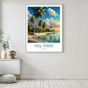 Key West Tropical Palm Beach Travel Poster Print – Serene Coastal Wall ...