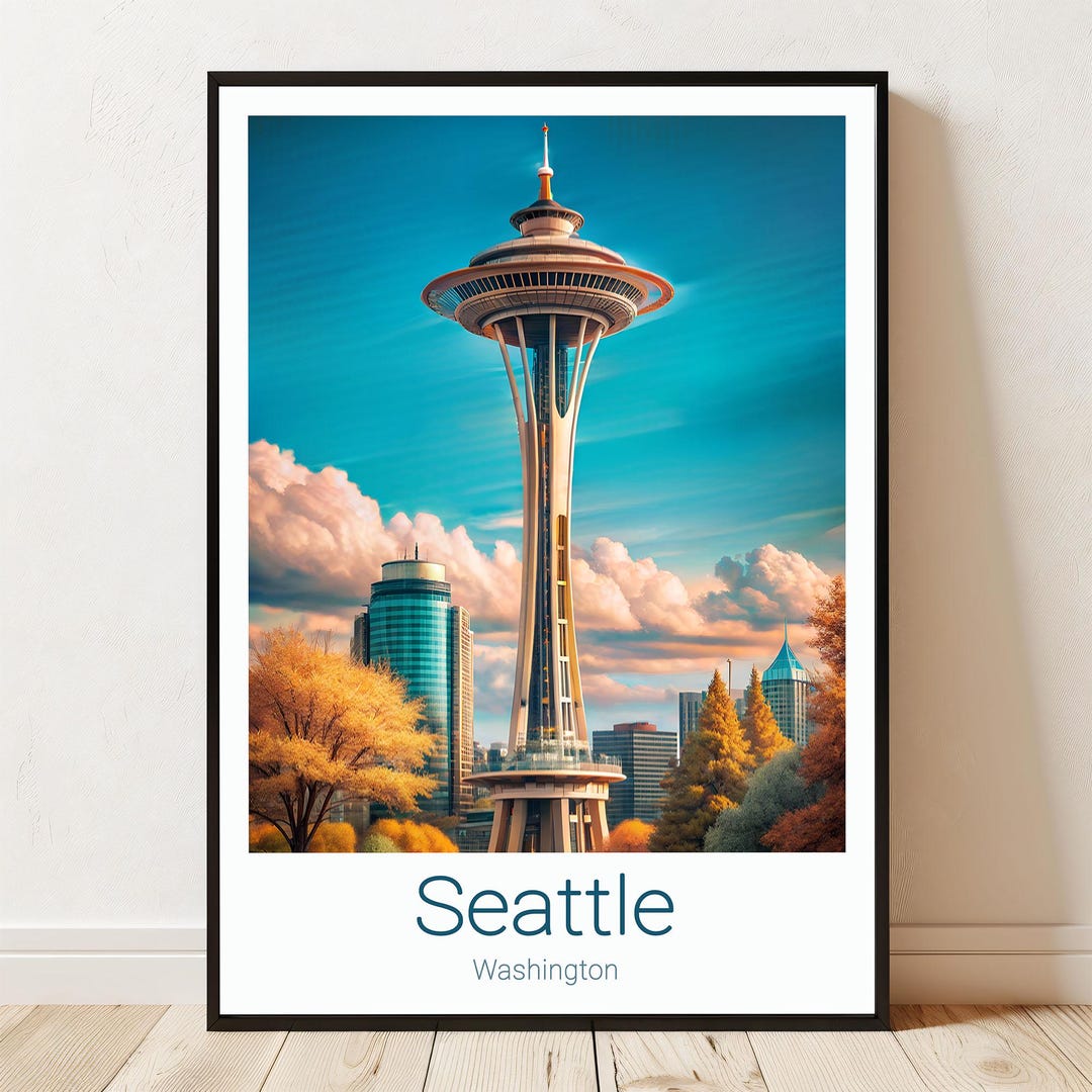 Seattle Washington Poster - Space Needle Wall Art Print - Artwork for ...