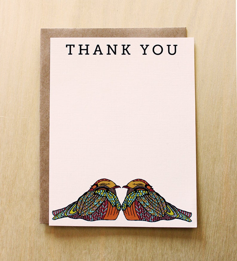 Birds Thank You Flat Notes-set of 10 - Etsy