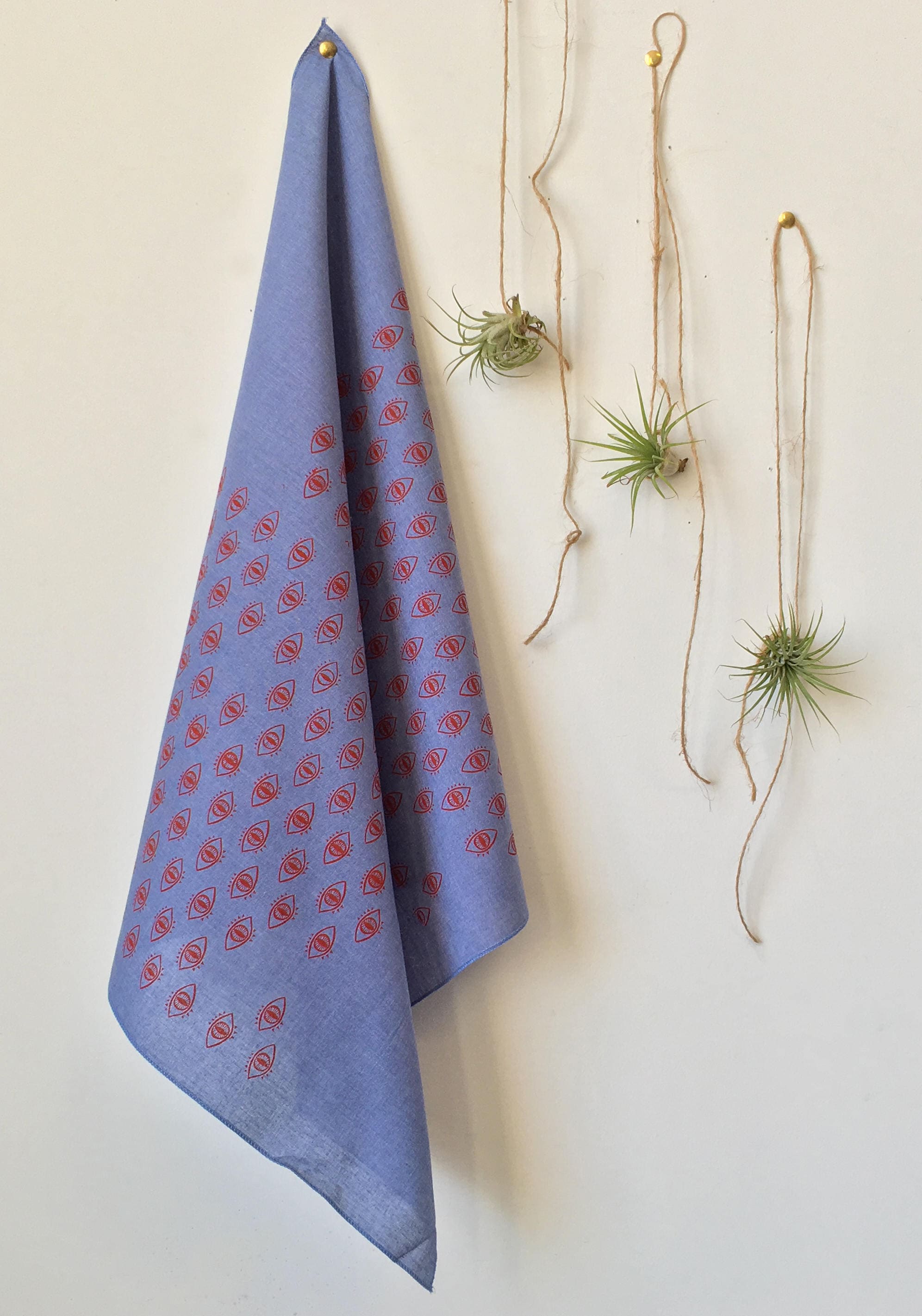 Eyeball Bandana in Red and Chambray | Etsy