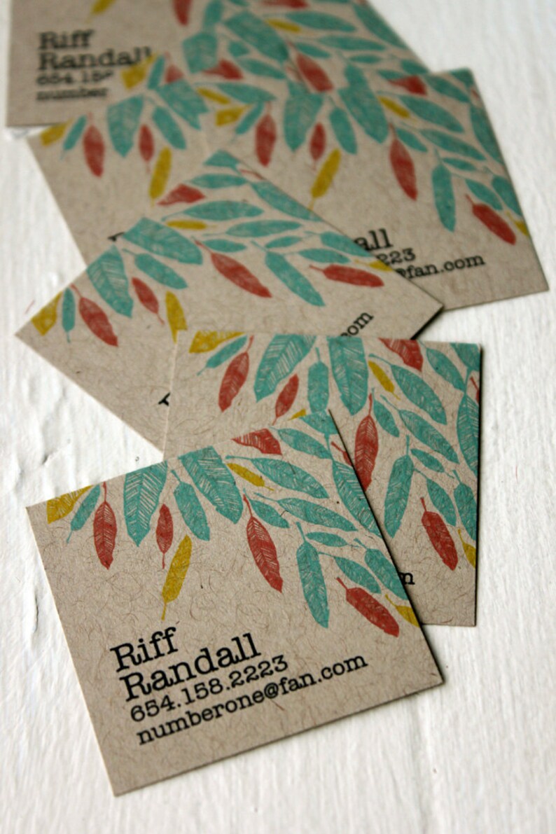 Feather Calling Cards on Kraft - Etsy