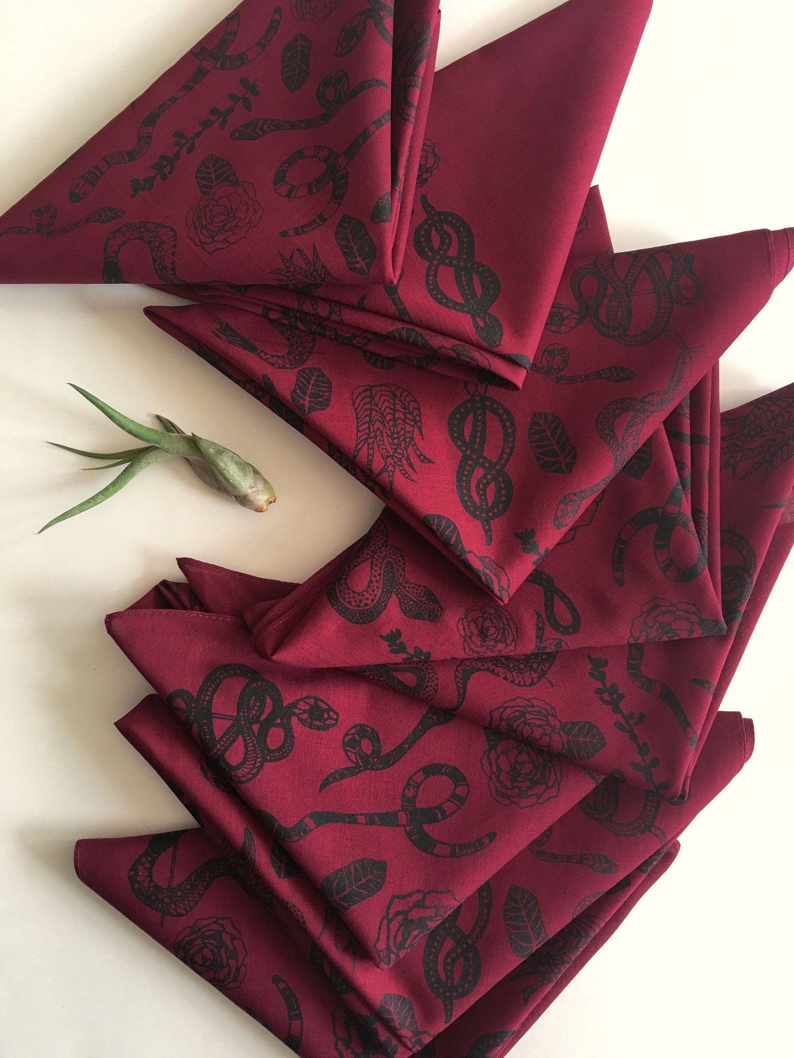 Snake Print Bandana in Burgundy and Black | Etsy