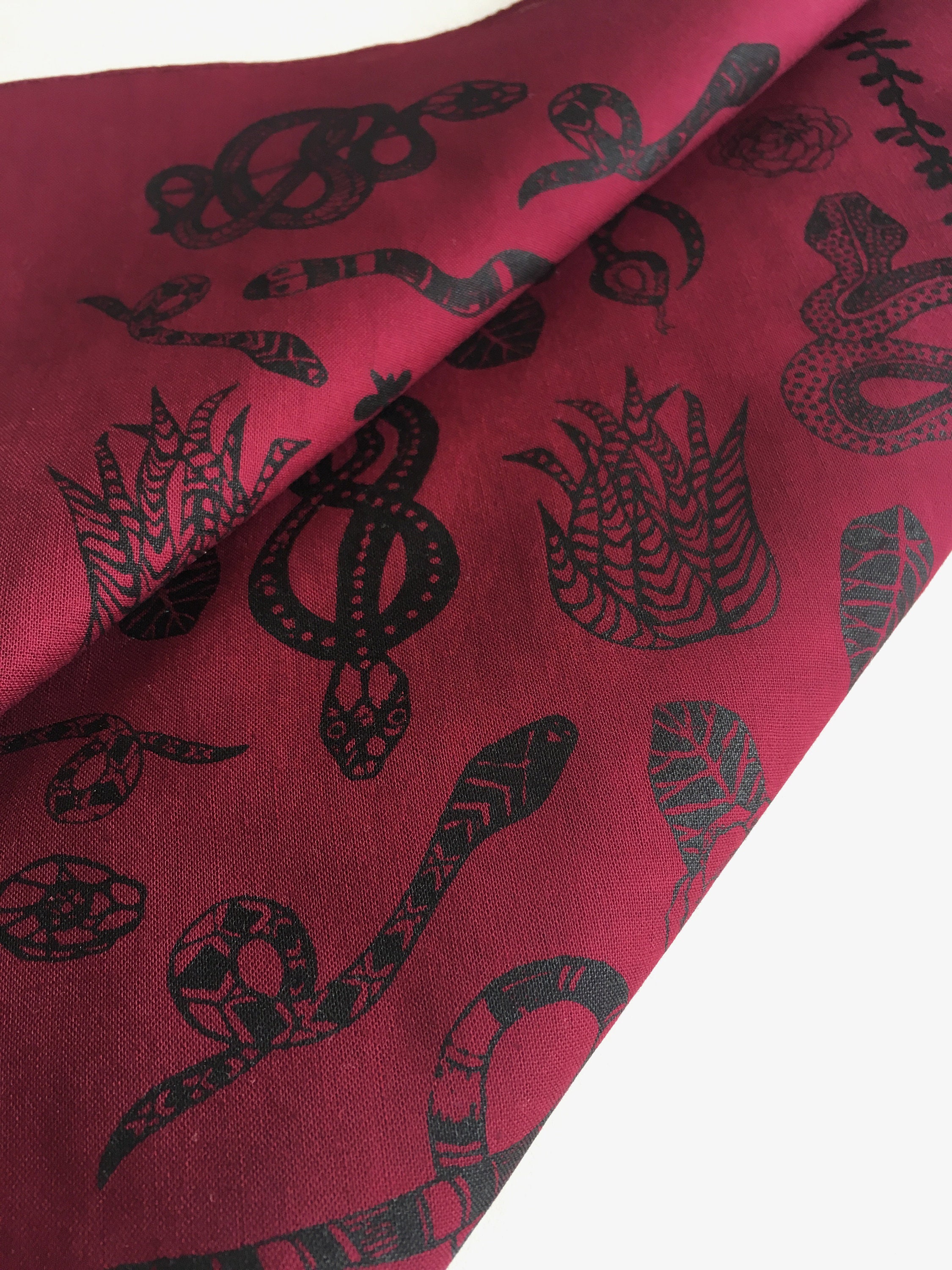 Snake Print Bandana in Burgundy and Black | Etsy