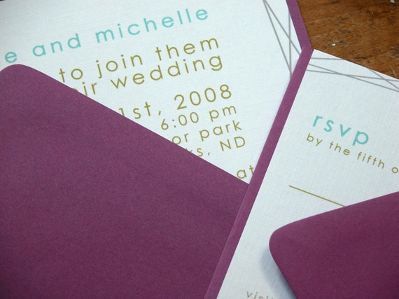 Items similar to SAMPLE-Modern Lines Wedding Invitation and rsvp set on ...