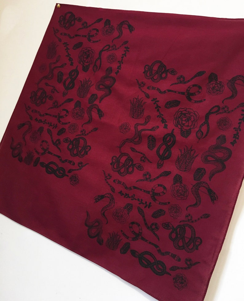 Snake Print Bandana in Burgundy and Black | Etsy