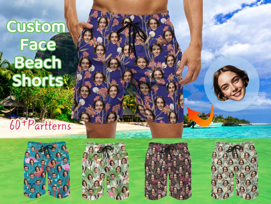 Custom Swim Trunks With Face,custom Swim Trunks for Men,custom Picture ...