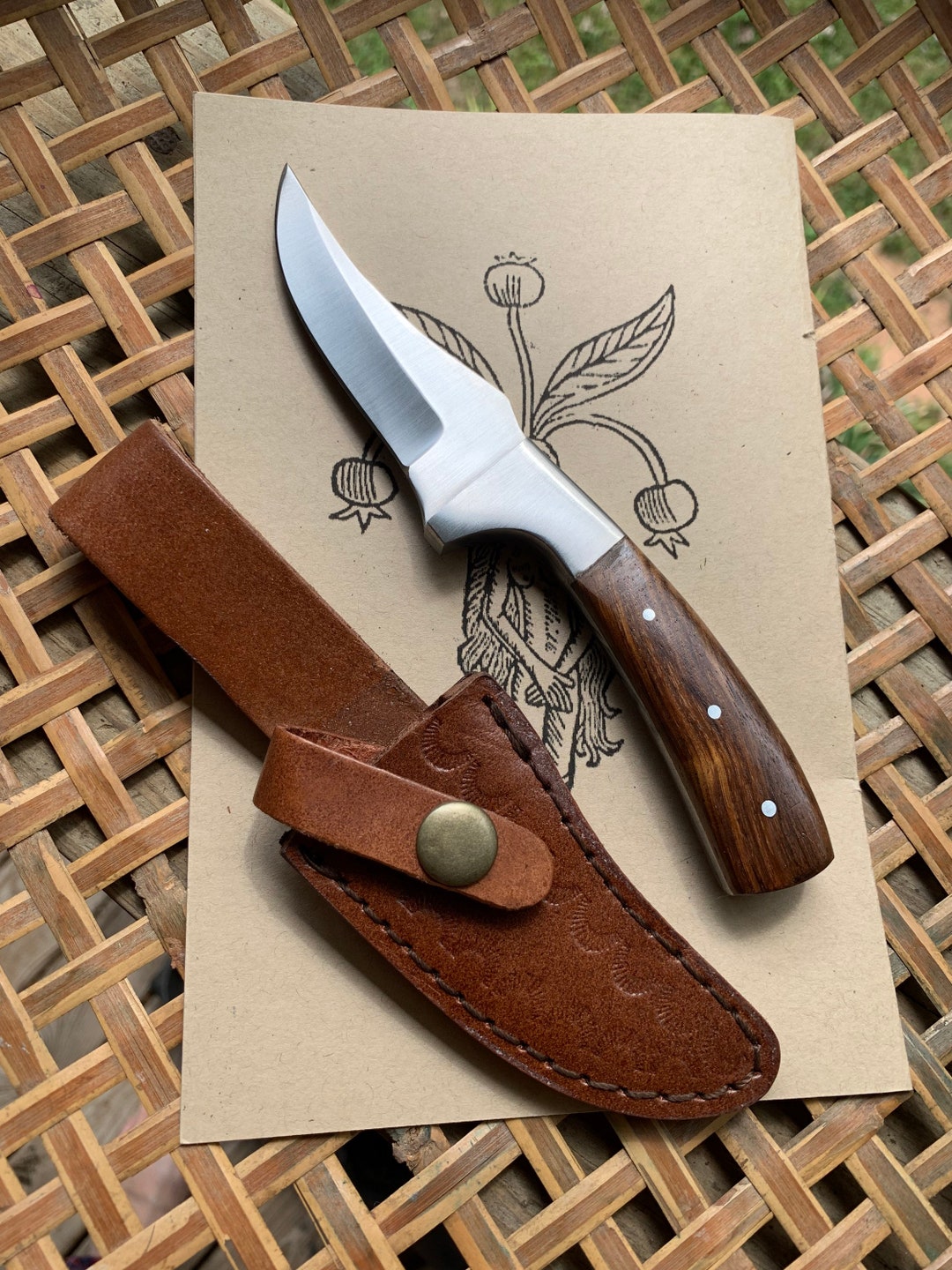 HERB KNIFE Boline With Belt Sheath Herbalist Tool Foraging Herbs Blade ...