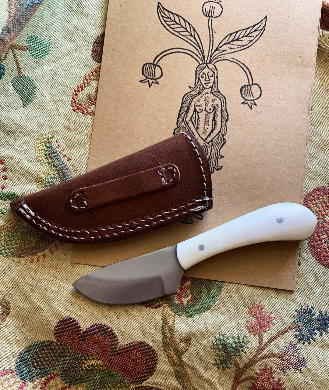 HERB KNIFE Boline With Belt Sheath Herbalist Tool Ritual Herbs Blade ...