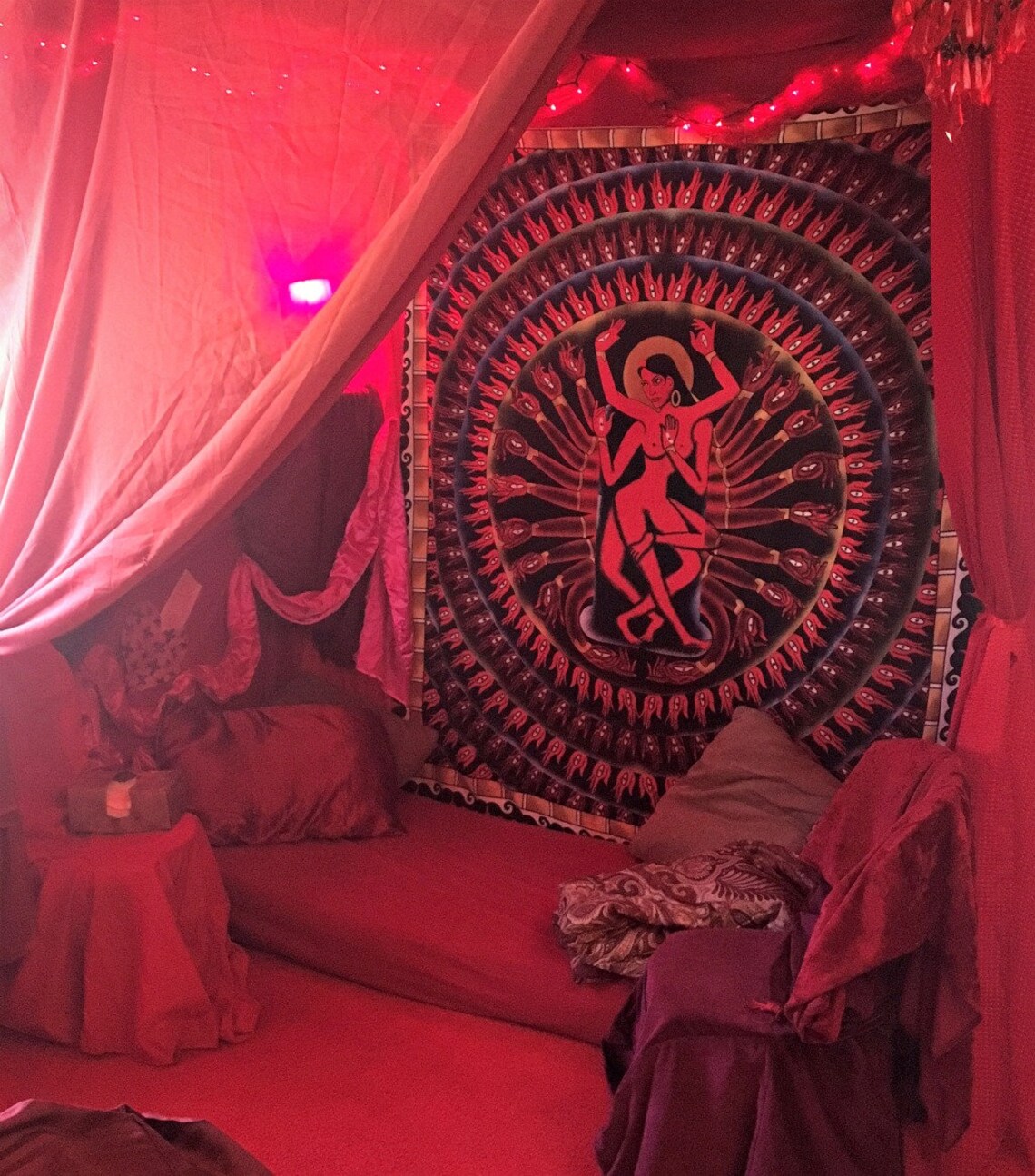 Large Handwoven Cotton SHAKTI Goddess Fabric Panel Red Tent Temple Wall ...