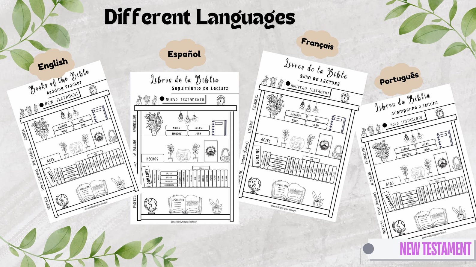 French Bible Reading Tracker: Printable Bookshelf (PDF) - Etsy