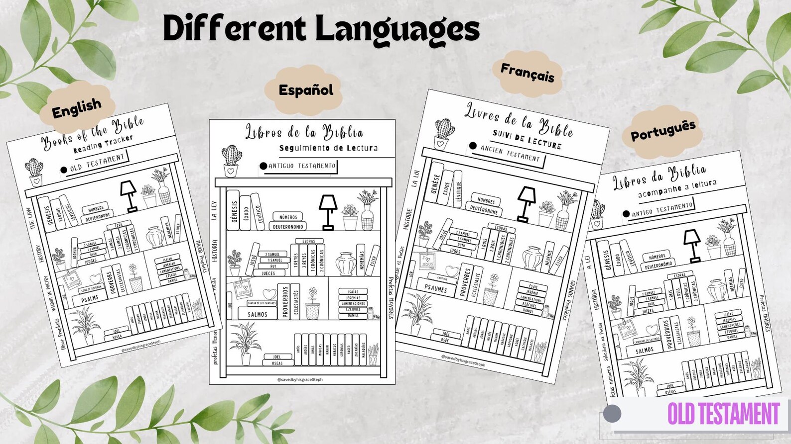 French Bible Reading Tracker: Printable Bookshelf (PDF) - Etsy