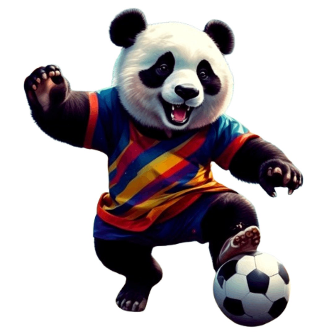 Playful Panda Playing Football Clip Art, Digital Download, 10 High ...