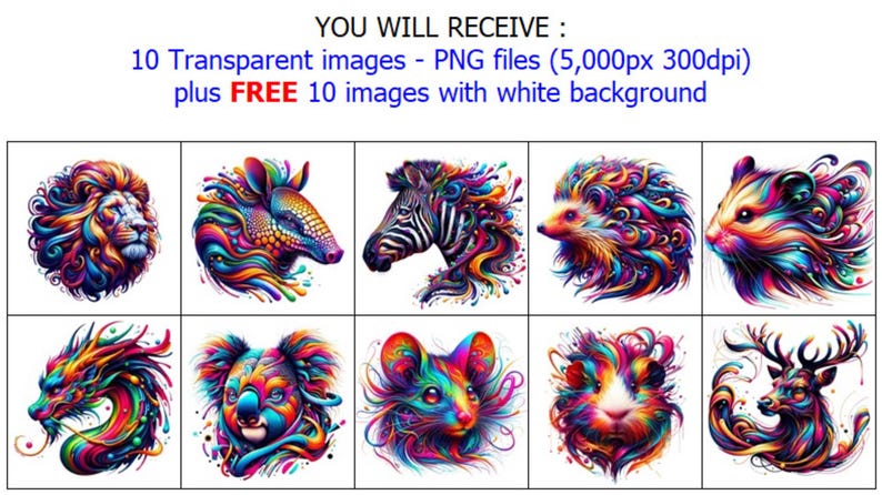 Splash Color Animals Clip Art, Colorful Animal Art, Tiger Splash Color ...