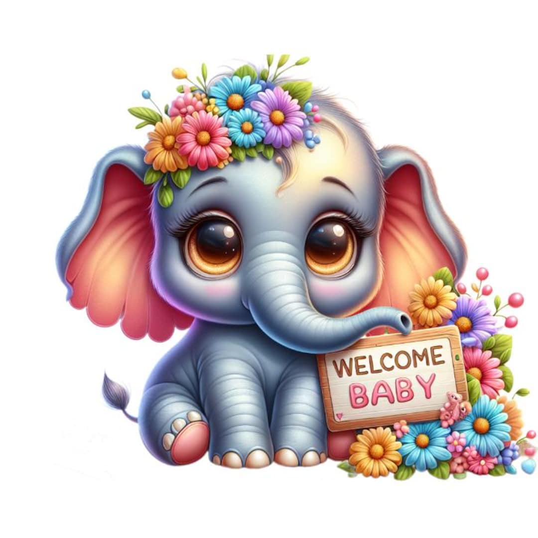 Animal Welcome Sign, Animal Holding Sign, Cute Elephant Holding Sign ...