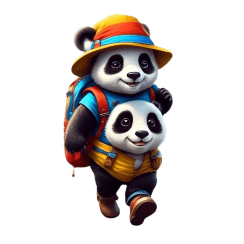 Panda With Backpack Clip Art, Digital Download, 10 High Quality PNG ...