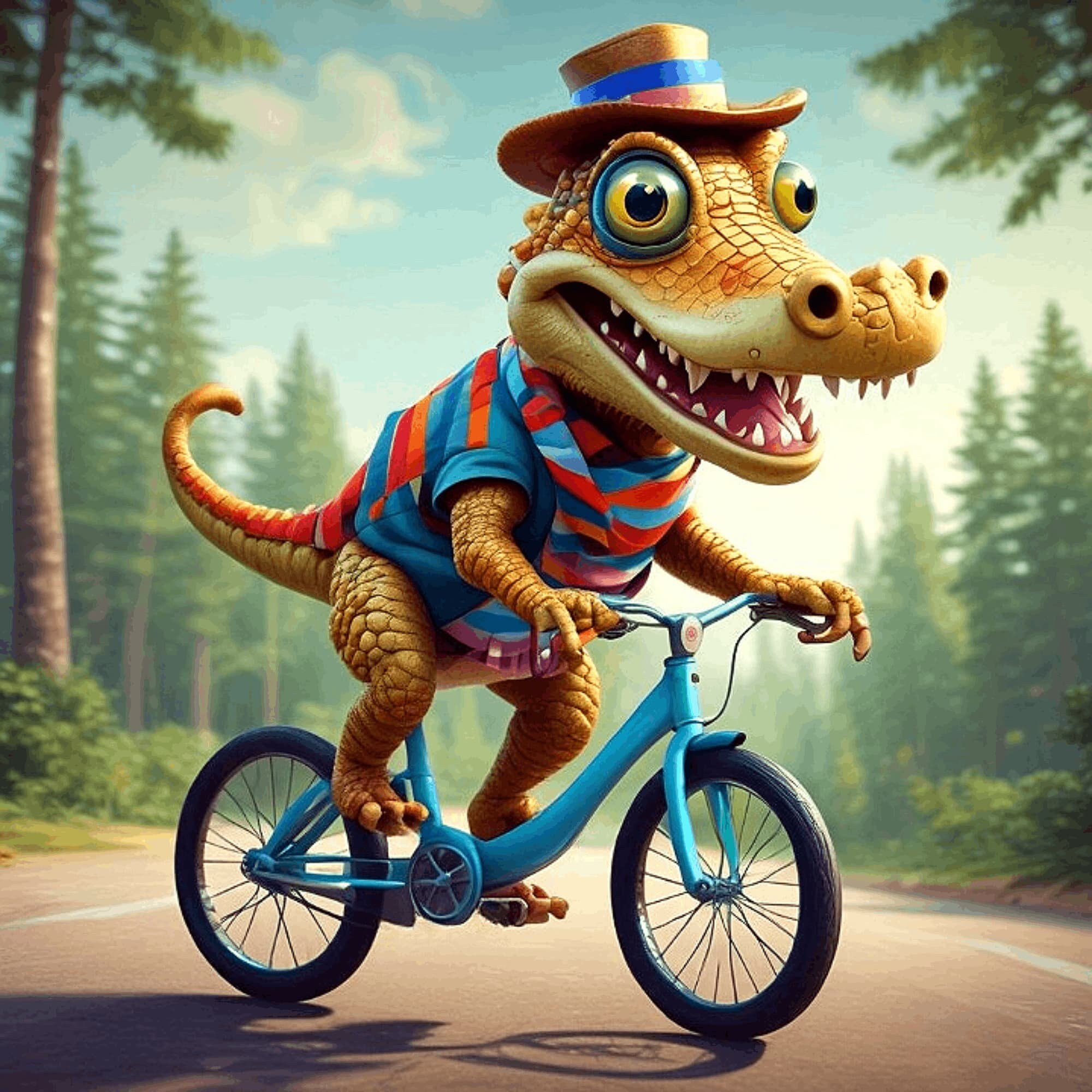 Crocodile on Bicycle Clip Art, Digital Download, 10 Transparent Images ...