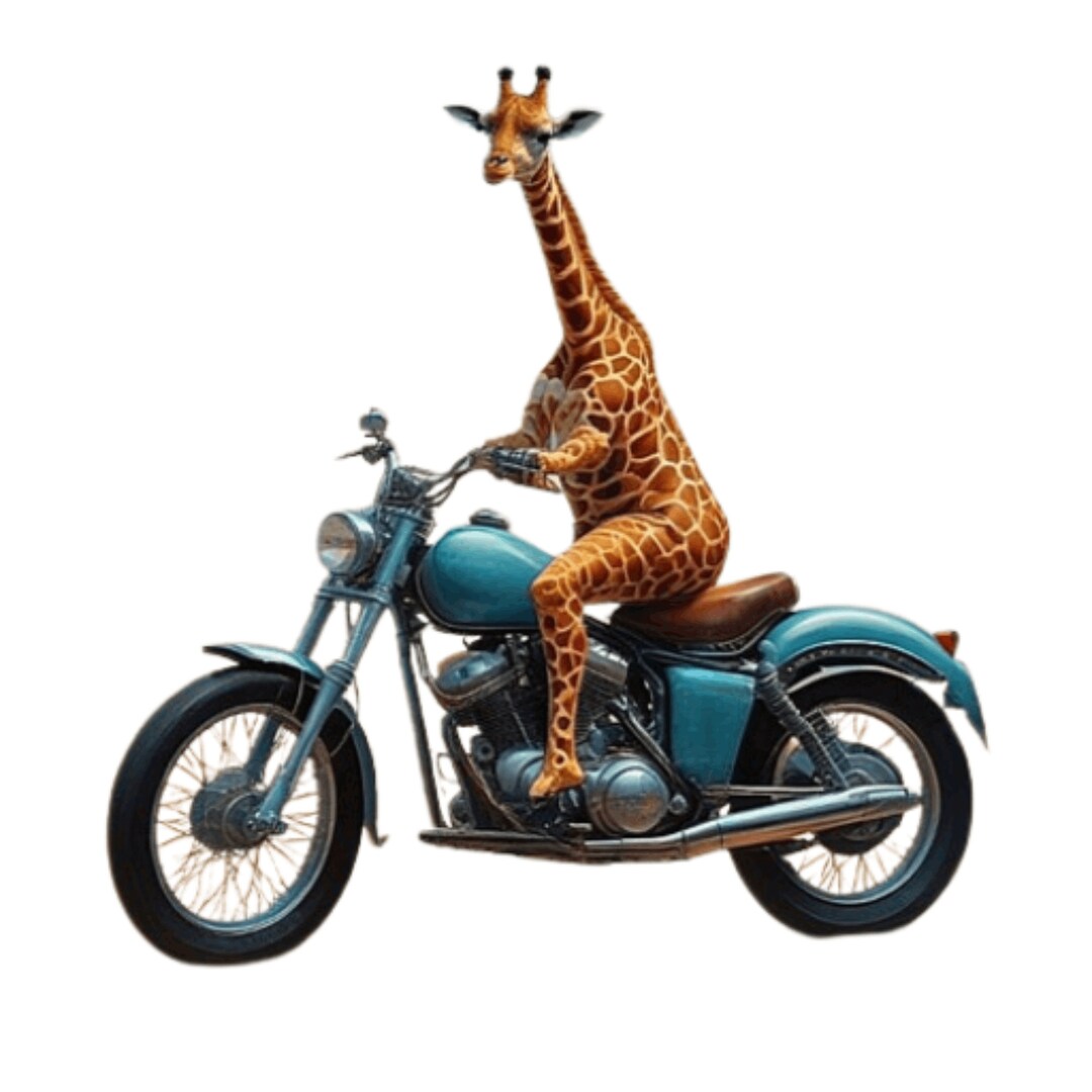 Giraffe on Motorcycle, Digital Download, 10 High Quality PNG 5000px ...