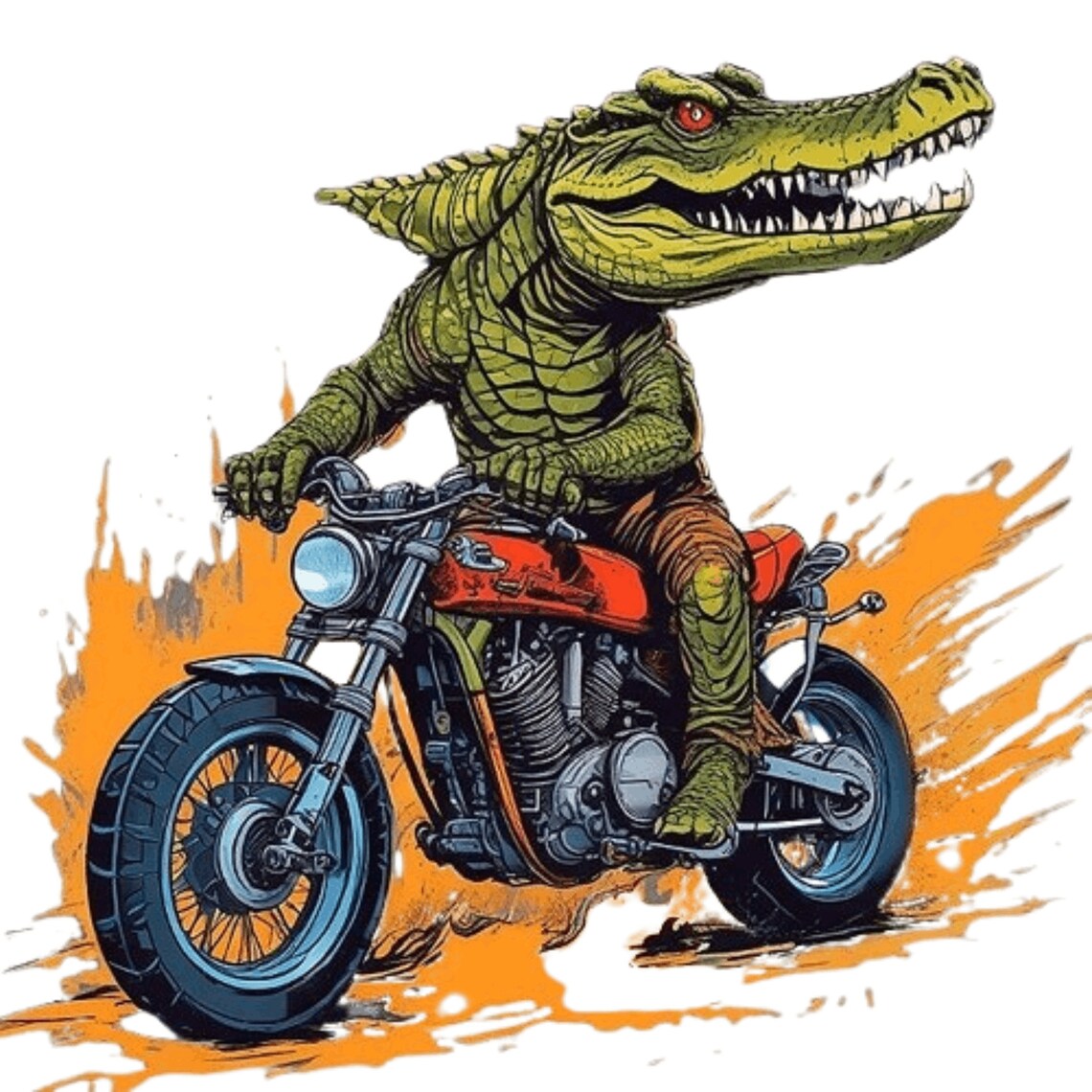 Crocodile on Motorcycle Clip Art, Digital Download, 10 High Quality PNG ...