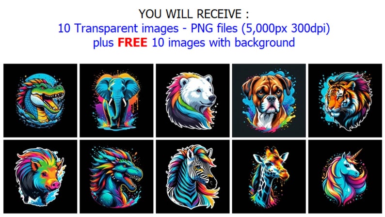Animals Splash Color Clip Art, Digital Download, 10 Transparent Images ...