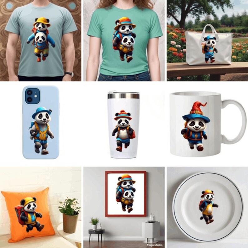 Panda With Backpack Clip Art, Digital Download, 10 High Quality PNG ...