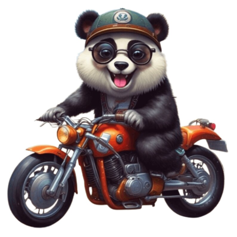 Panda on Motorcycle Clip Art, Digital Download, 10 High Quality PNG ...