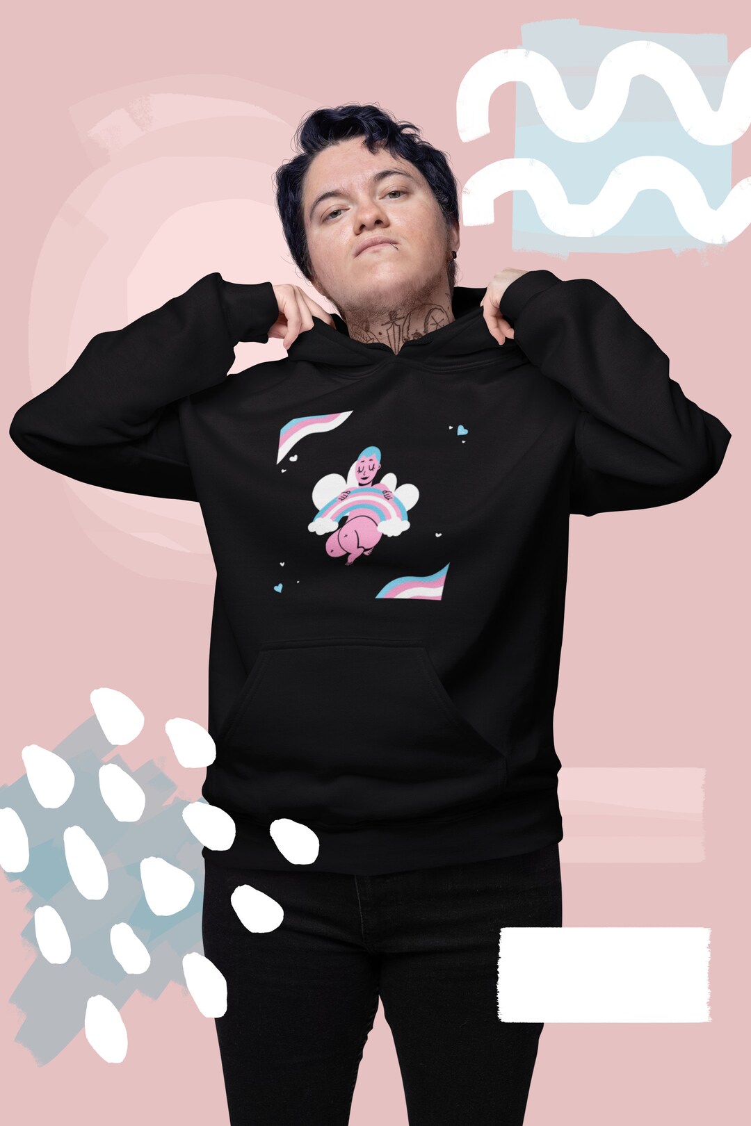 Trans Pride Hoodie: Proud in Black - Etsy