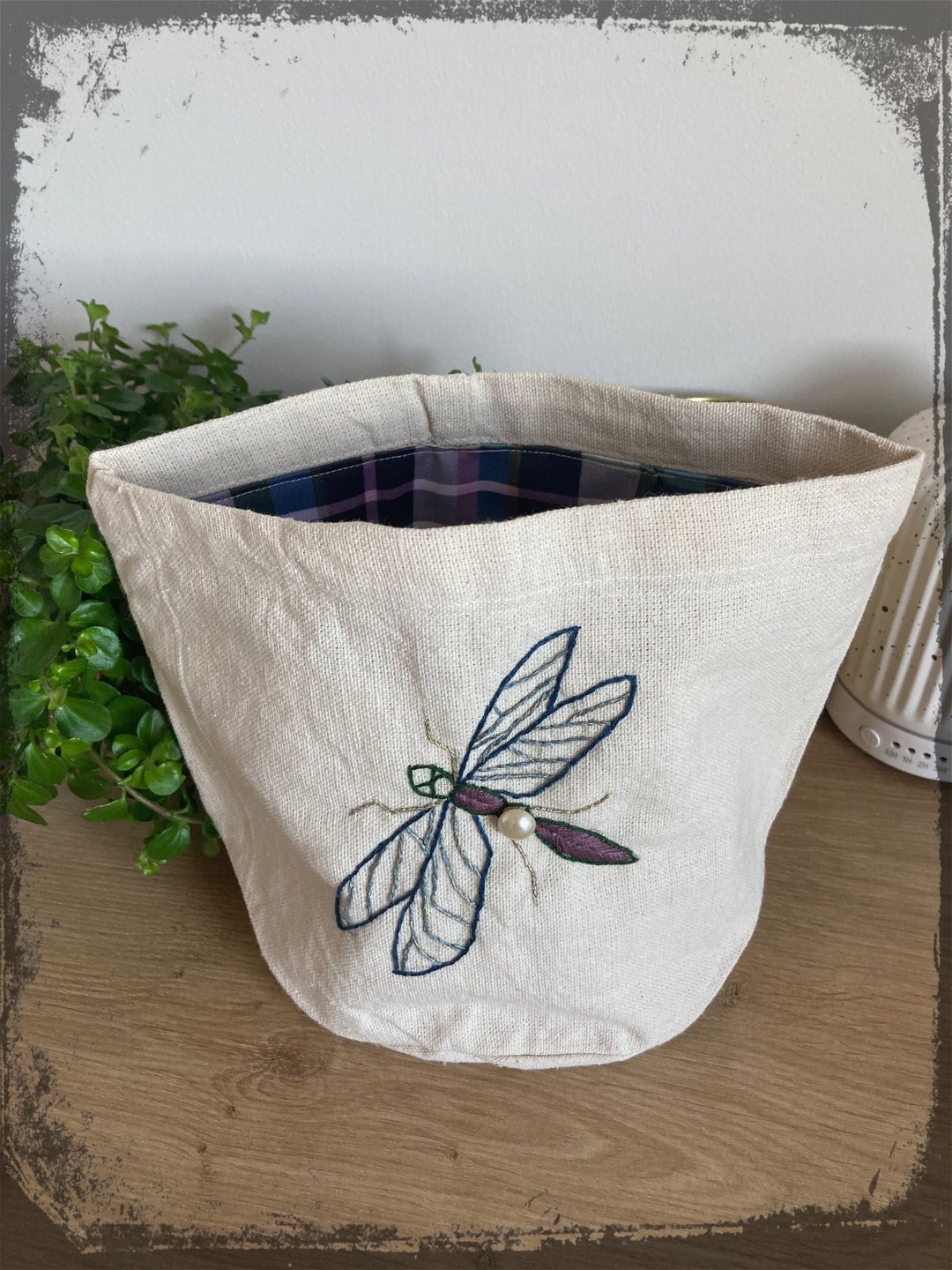 Hand-embroidered Joules Storage Basket/bag - Etsy