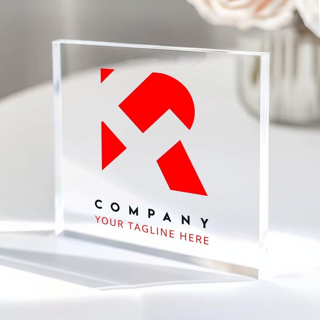 Personalized Business Company Logo Desk Display Printed Acrylic Glass ...
