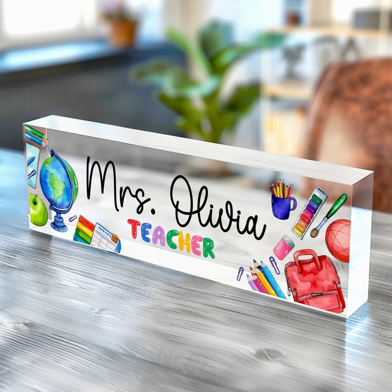 Personalized Teacher Desk Name Plate Teacher Gift, Custom Teacher Desk ...