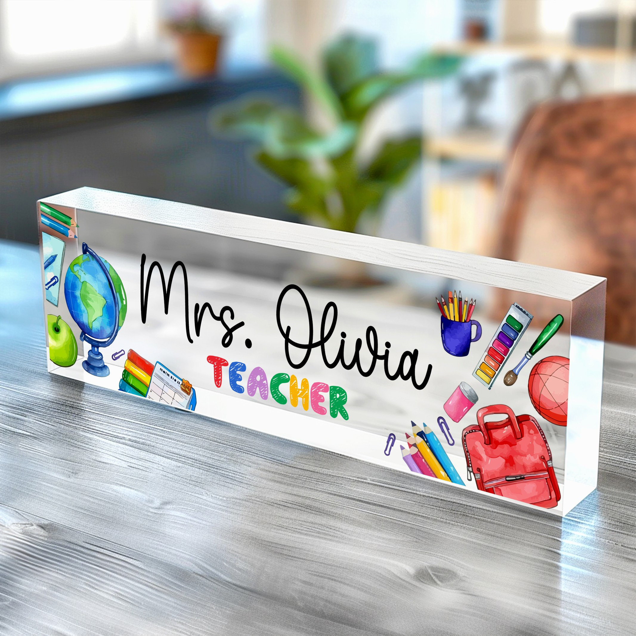 Personalized Acrylic Teacher Desk Name Plate: Custom Educator Gift - Etsy