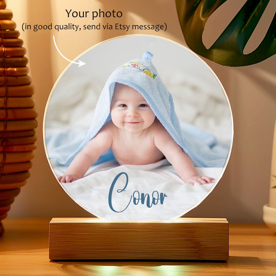 Custom Birth Month Flower Night Light, Personalized Baby Night Light ...