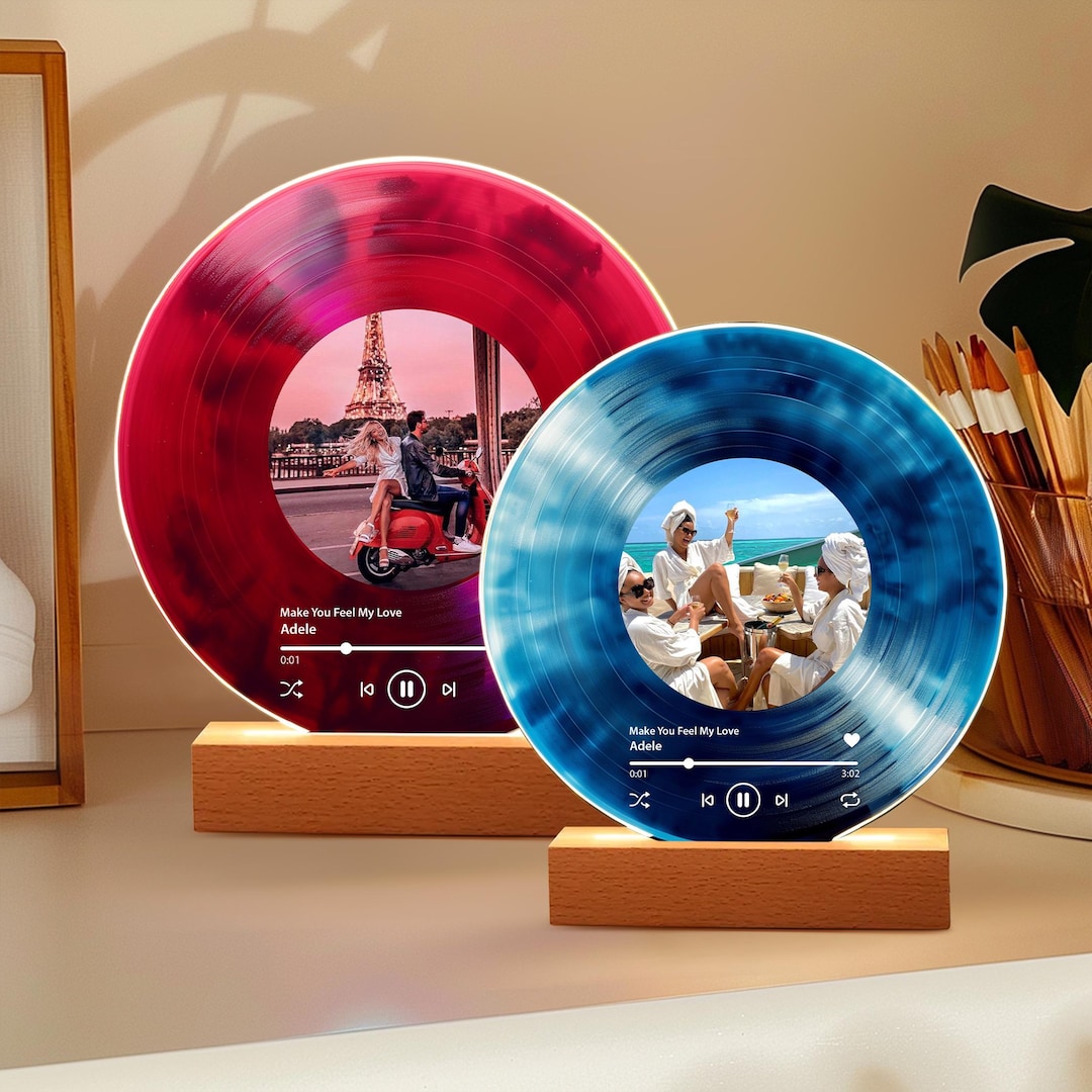 Personalized Vinyl Record With Photo: Acrylic Song Plaque, Anniversary ...