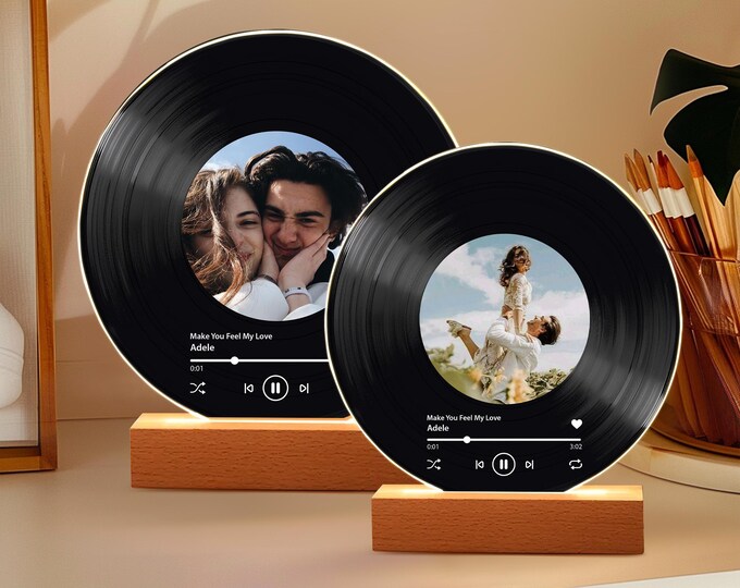 Personalized Vinyl Record With Photo Acrylic Song Plaque Anniversary ...