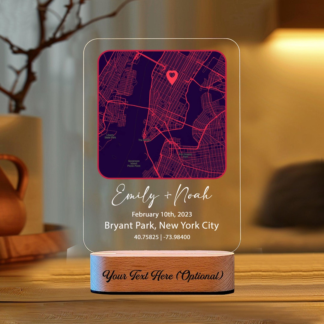 Custom First Date Map, Acrylic Plaque Where We Met, Personalized Where ...