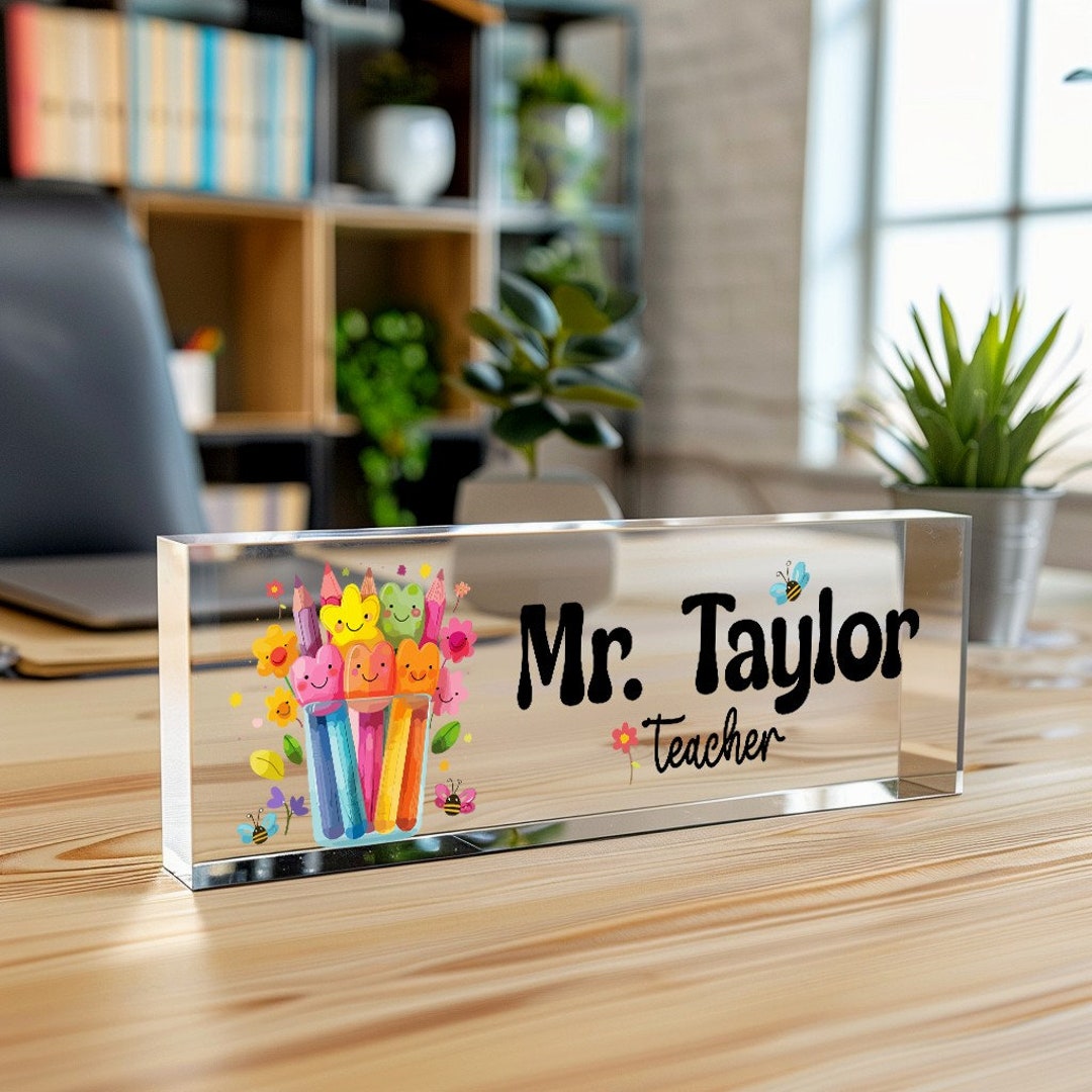 Personalized Teacher Name Plate | Custom Desk Name Sign | Acrylic ...