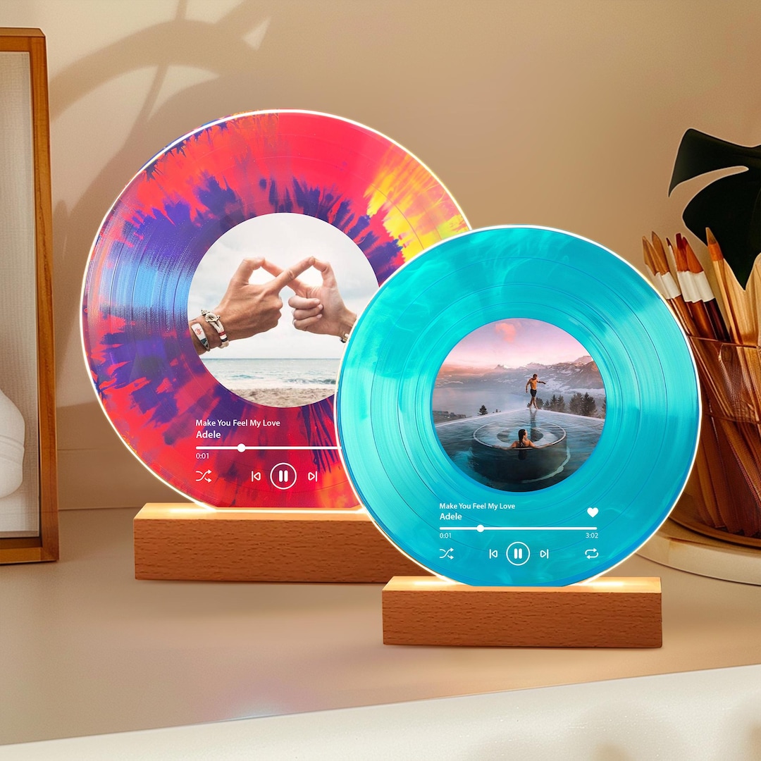 Personalized Vinyl Record Song With Wood Stand, Anniversary Gift for ...