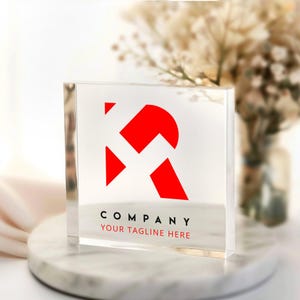 Personalized Business Company Logo Desk Display Printed Acrylic Glass ...