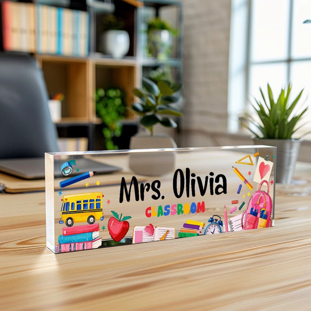 Custom Teacher Name Plate – Personalized Acrylic Desk Sign – Unique ...