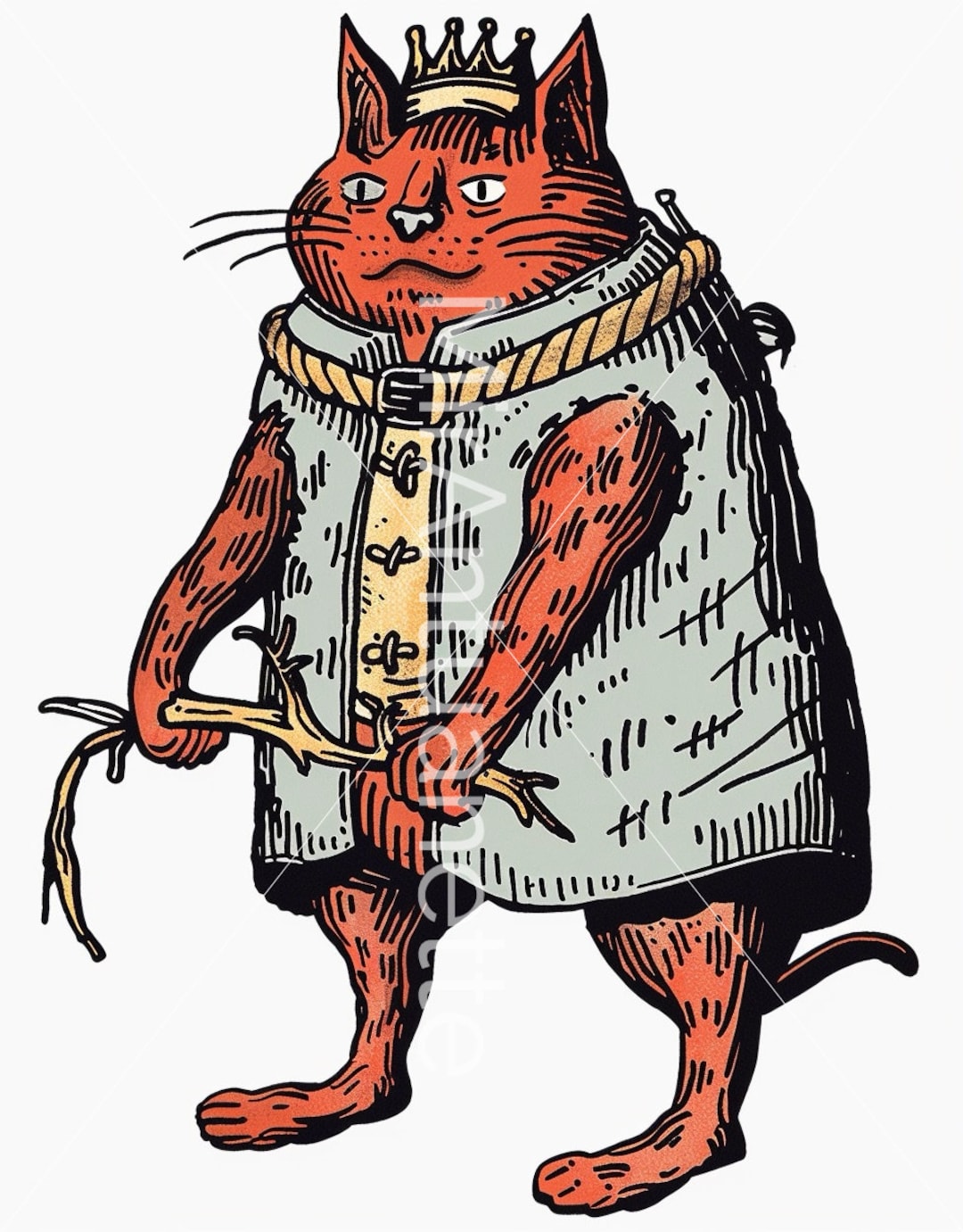 Medieval Cat Painting digital Art AI Art Image PNG - Etsy