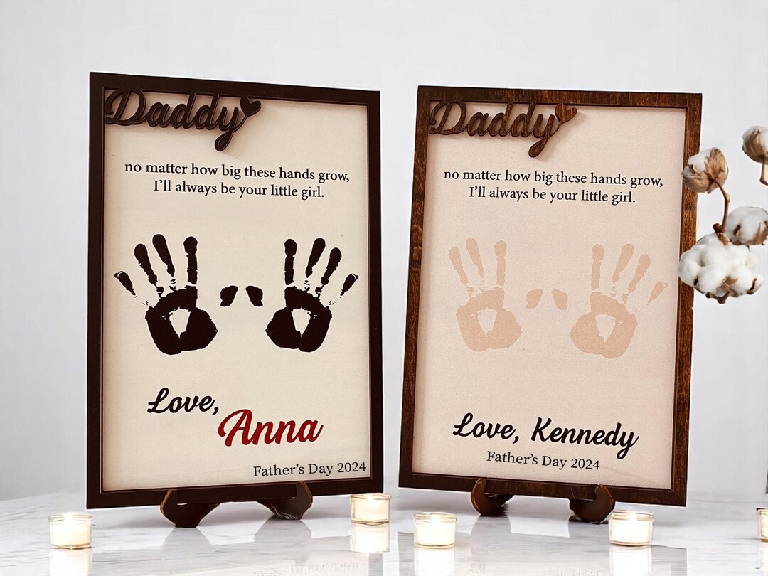 Personalized DIY Handprint Sign for Dad – Custom Father’s Day Wooden ...