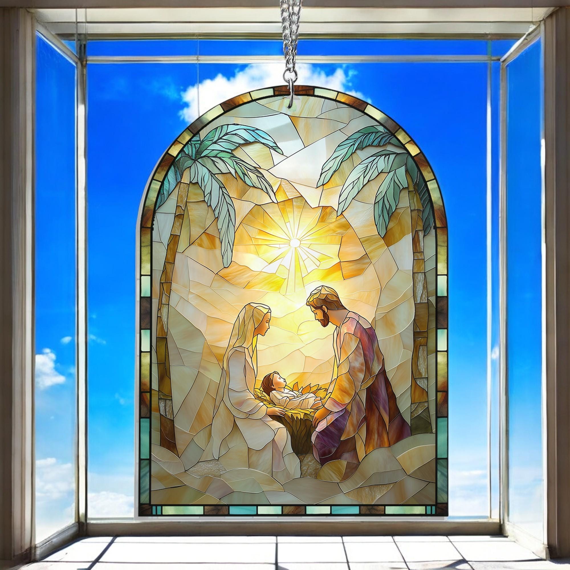 Nativity Suncatcher - Holy Family Stained Glass Window Hanging - Etsy