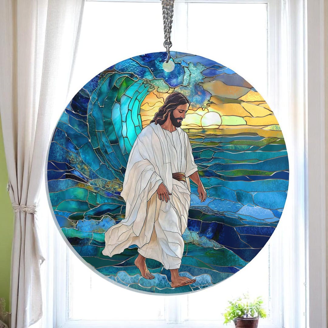 Jesus Christ Suncatcher – Christian Window Hanging Sign – Religious ...