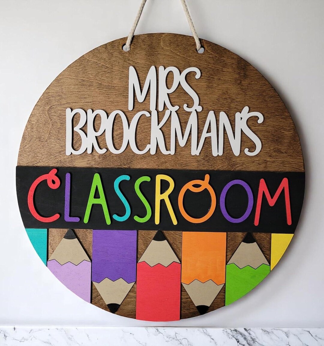 Personalized Wooden Pencil Door Sign – Custom Classroom Decor for ...