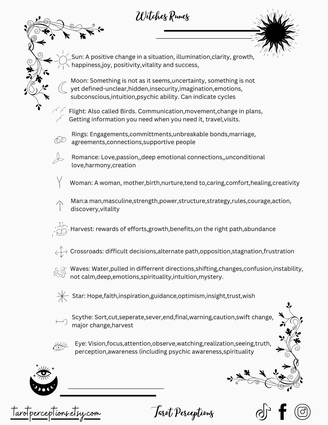 Witches Runes Key Word Meanings - Etsy