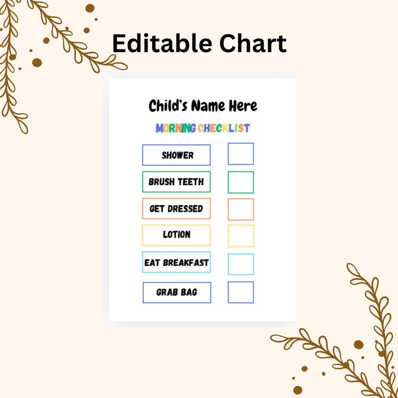 Morning Routine Chart for Kid Printable Visual Schedule Children ...