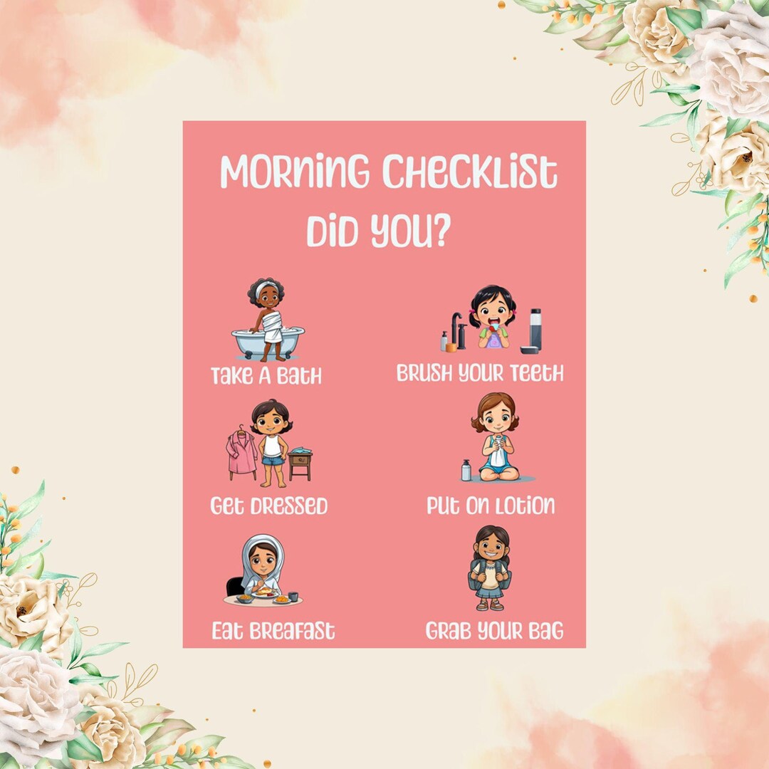 Morning Routine Chart for Kid Printable Visual Schedule Children ...