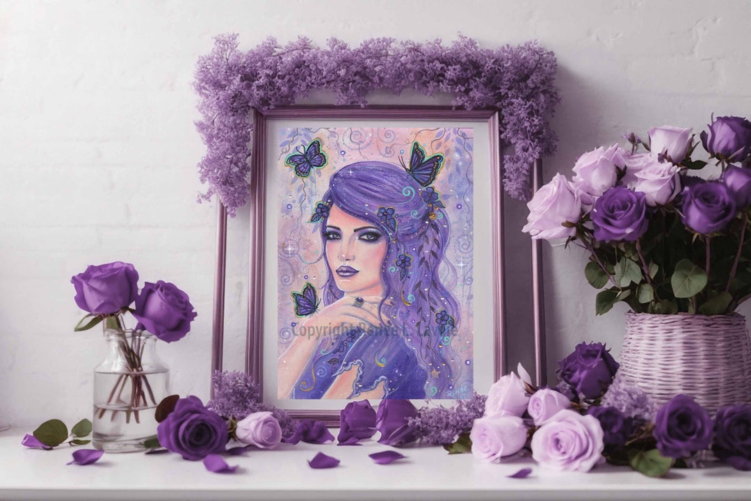Violet Fantasy Woman Goddess Fantasy Art Print by Renee L. Lavoie - Etsy