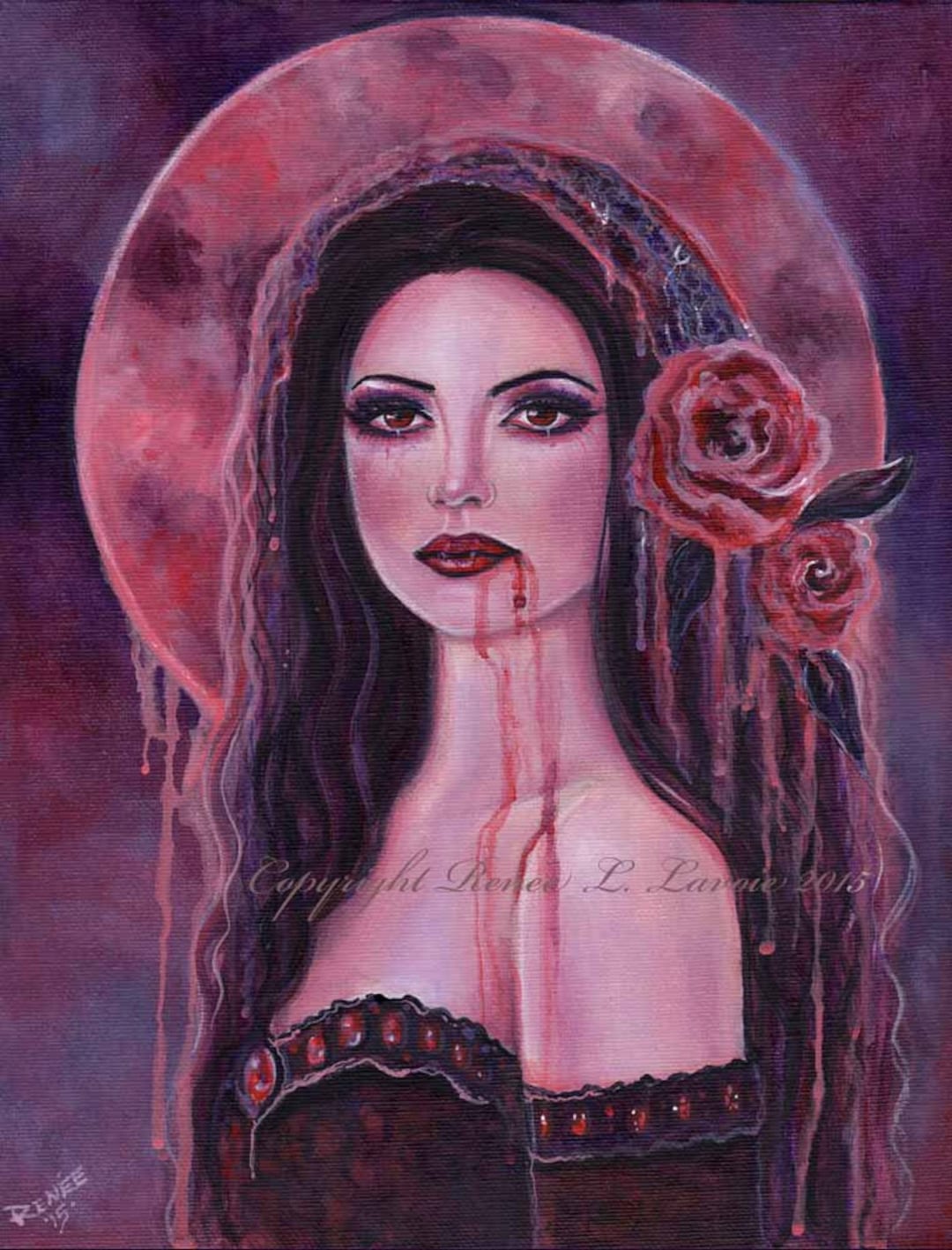 Vampire Blood Moon Fantasy Portrait Print by Renee L. Lavoie - Etsy